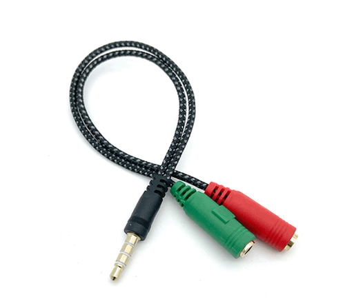 8pcs 3.5mm audio adapter braided mesh microphone converter headset two ...