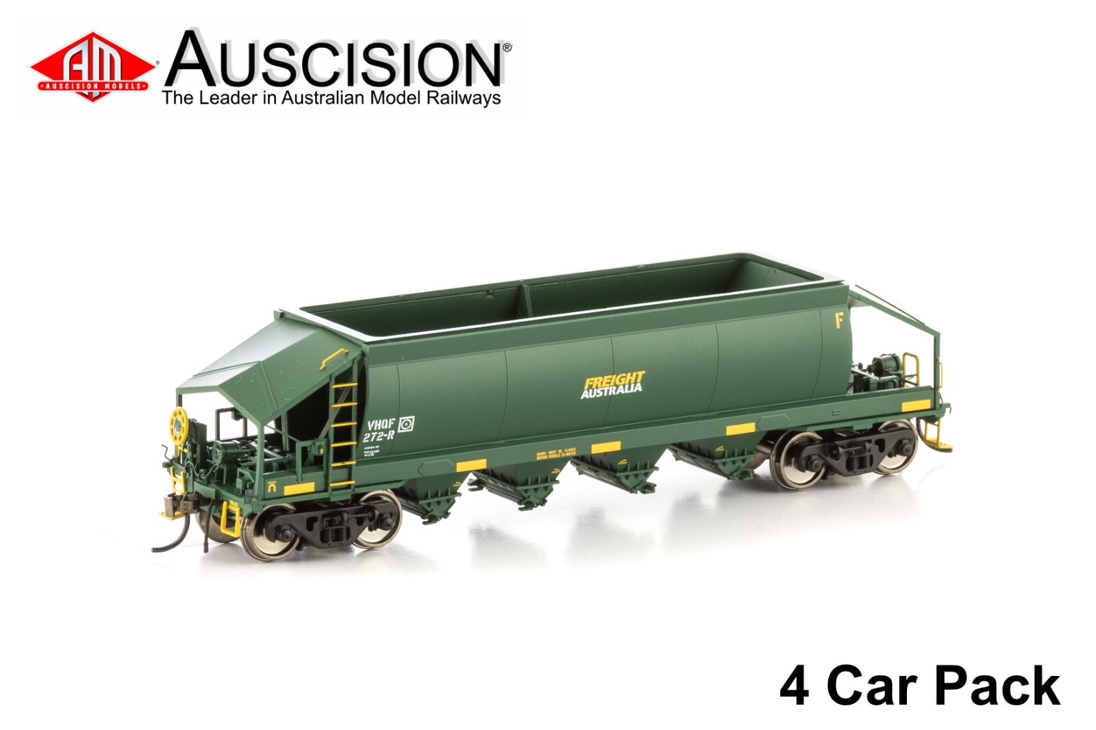Auscision (VHW-20) VHQF Quarry Hopper, Green, Freight Australia - 4 Car ...