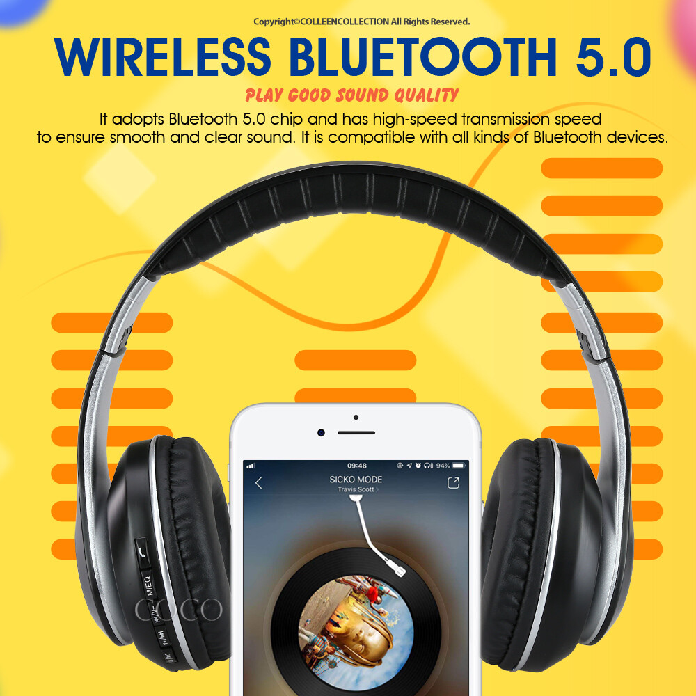 Wireless Headphones Bluetooth Earphones Headset Rechargeable with Mic ...