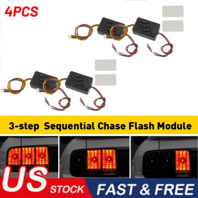 4Pcs 3-Step Sequential Flow Semi Dynamic Chase Flash Tail Light Module ...