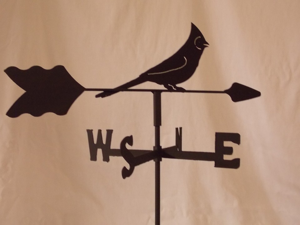 CARDINAL GARDEN STYLE WEATHERVANE BLACK WROUGHT IRON LOOK MADE IN USA ...