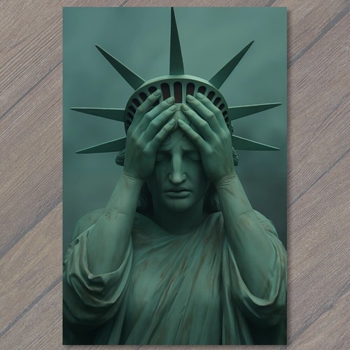 POSTCARD: Statue of Liberty Expresses Headache Disgust Cry America USA ...