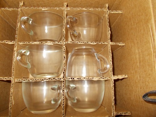 RARE Vintage Greif Bros Crystal Snack Set 12 6 Plates and 6 Cups in box ...