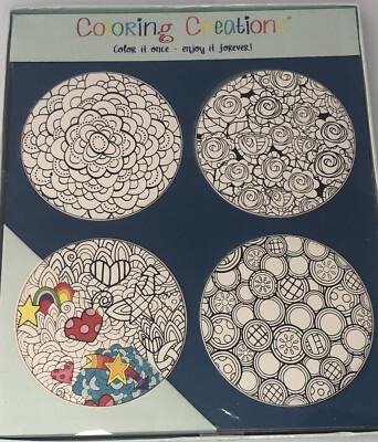 Coloring Creations by Prima Design Stone Coasters 4pc Round DIY Color ...