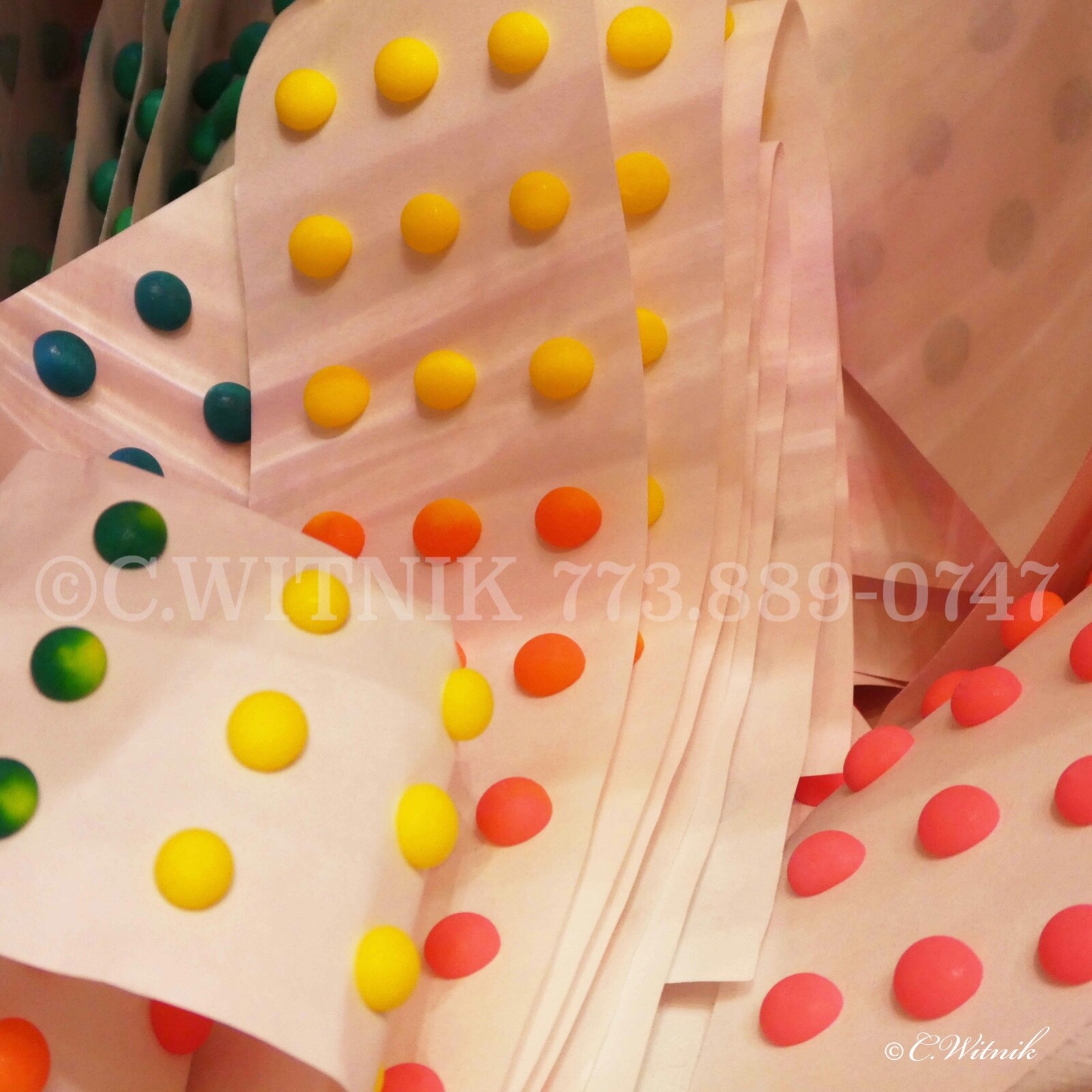 Original PHOTOGRAPH of RETRO Candy - colorful DOTS candy on paper ...