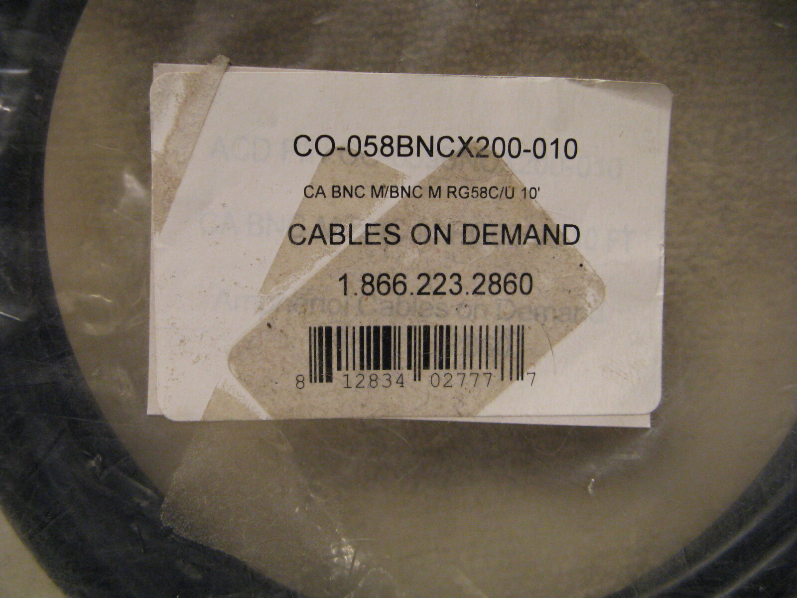 CO-058BNCX200-010 Black RG58 Coaxial Cable, 50 Ohm, BNC Male to BNC ...