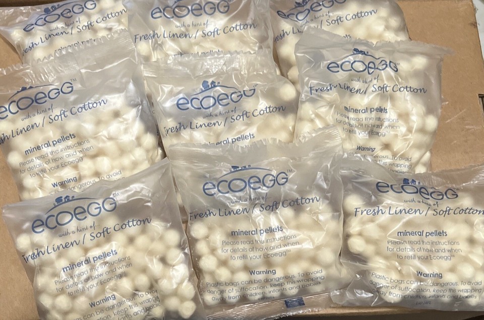 Ecoegg 9 Packs Laundry Refill Mineral Pellets Fresh Linen Soft Cotton ...