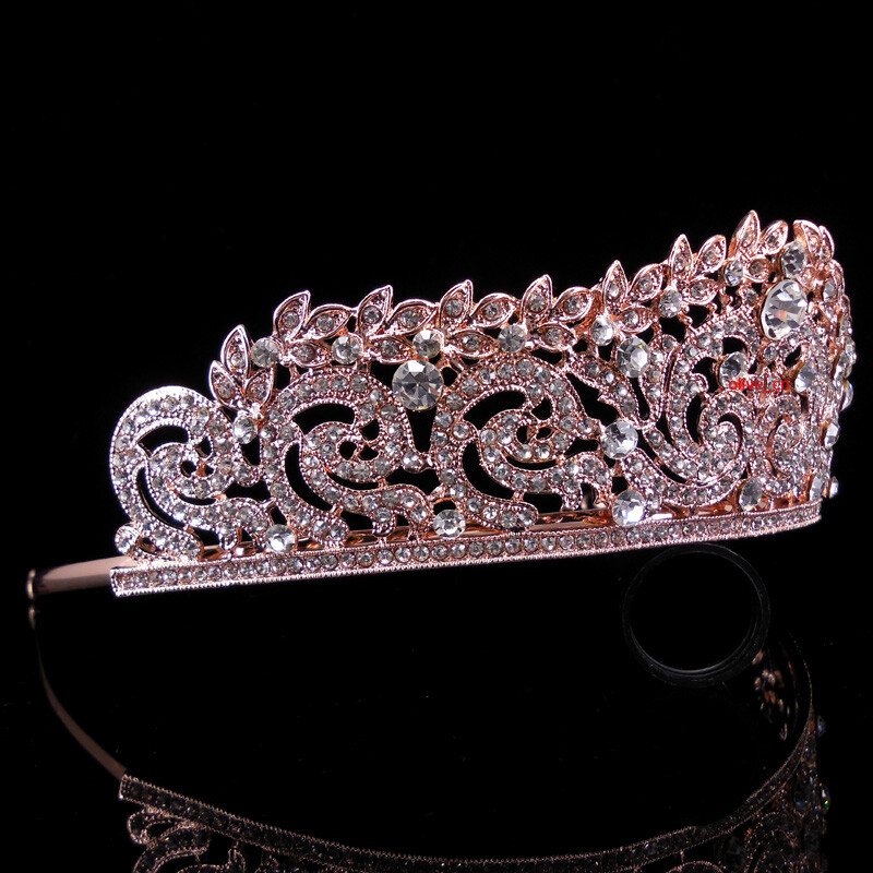 41 Styles Rose Gold Crystal Queen Princess Tiara Crown Wedding Queen ...