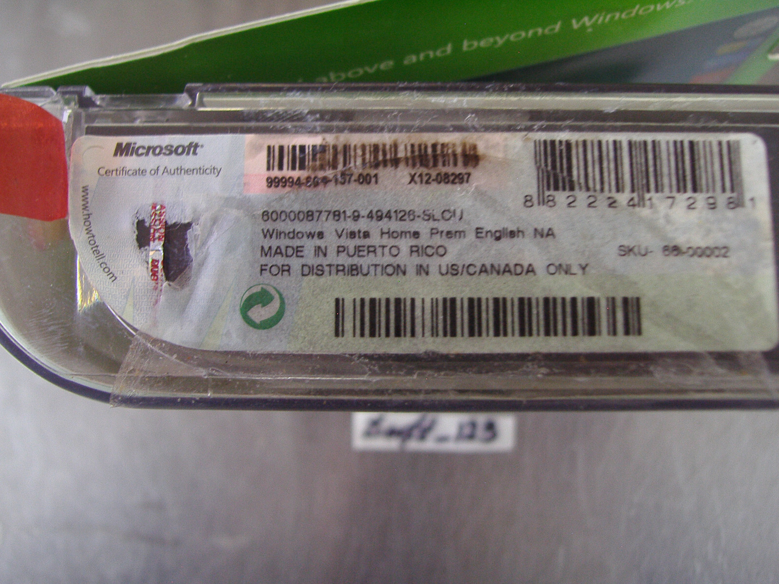 Microsoft Windows Vista Home Premium Full MS WIN 32 Bit DVD =NEW SEALED ...