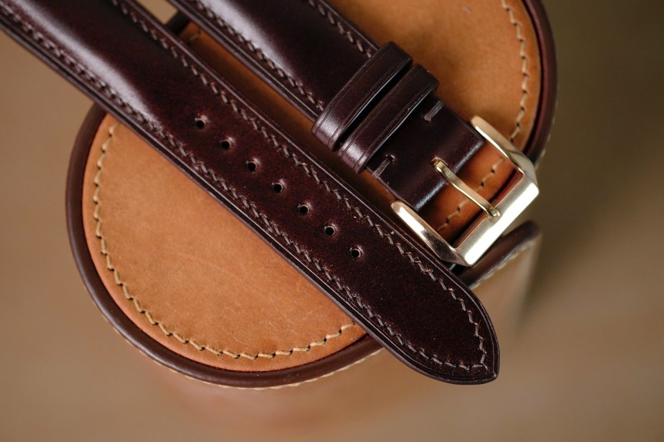 Red bordeaux Shell Cordovan watch strap watch band size 20/18 (or any ...