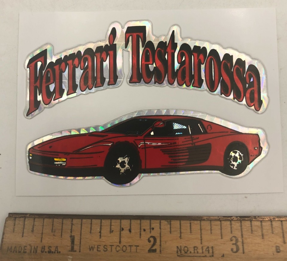 (5)x Ferrari Testarossa Car Automobile Logo Vintage Sticker Hologram ...