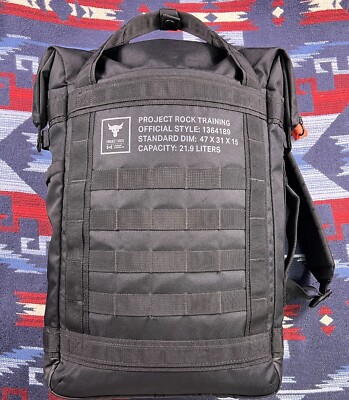 Under Armour UA Project Rock Duffle Backpack Training Gym Bag Rucksack ...