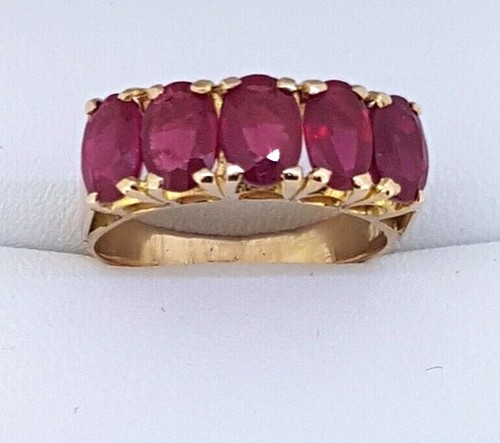 18k Synthetic Ruby Ring_five Rubies | eBay