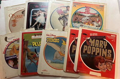 ced videodiscs, 8 movies, Dumbo, Mary Poppins, Pluto, Disney cartoons ...