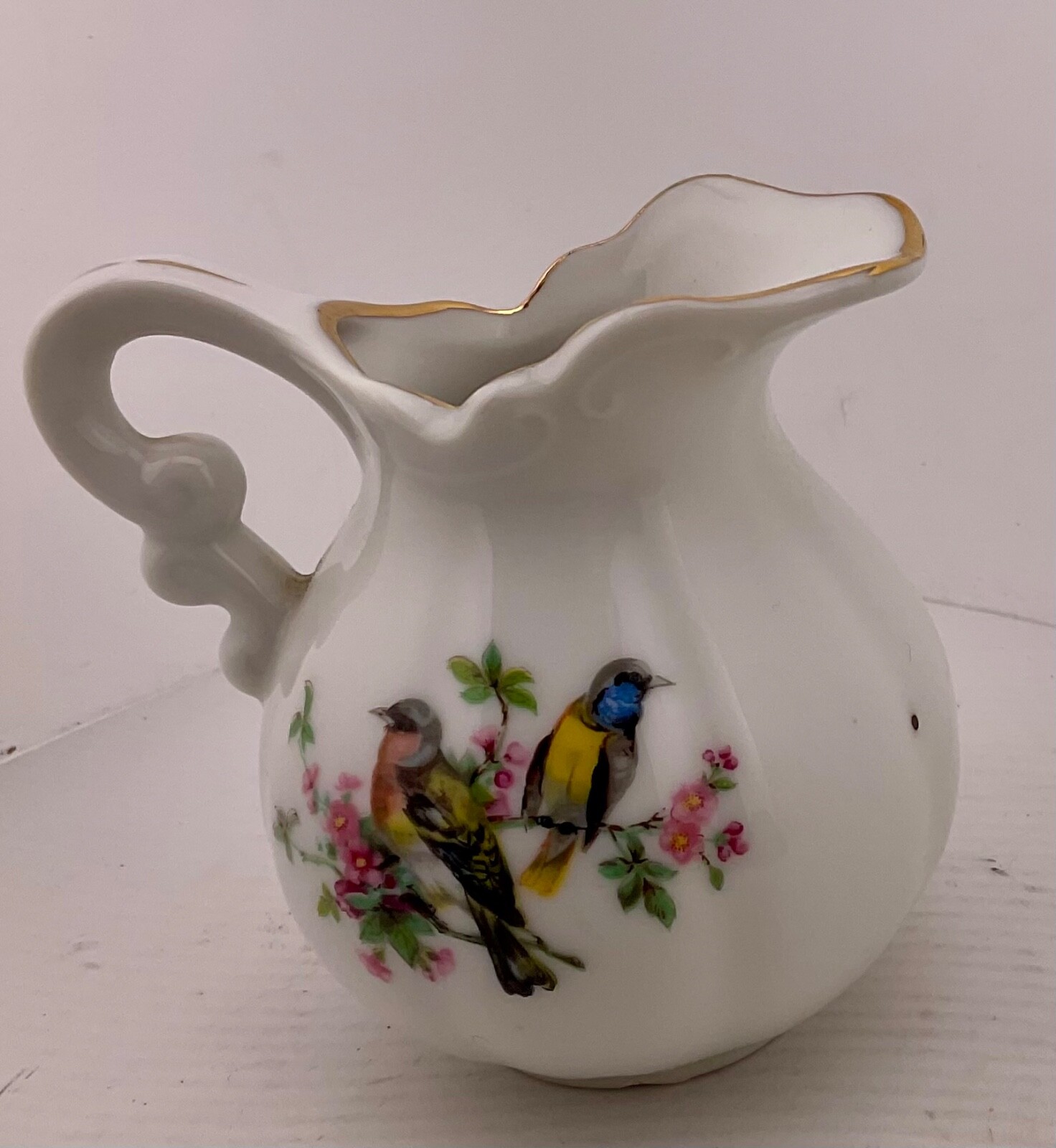 mini pitcher with birds, gold trim Royal Crown? | eBay