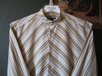 LARGE FITTED 16.5-35 ANDREW FEZZA NO IRON STRIPE BANDED COLLARLESS ...