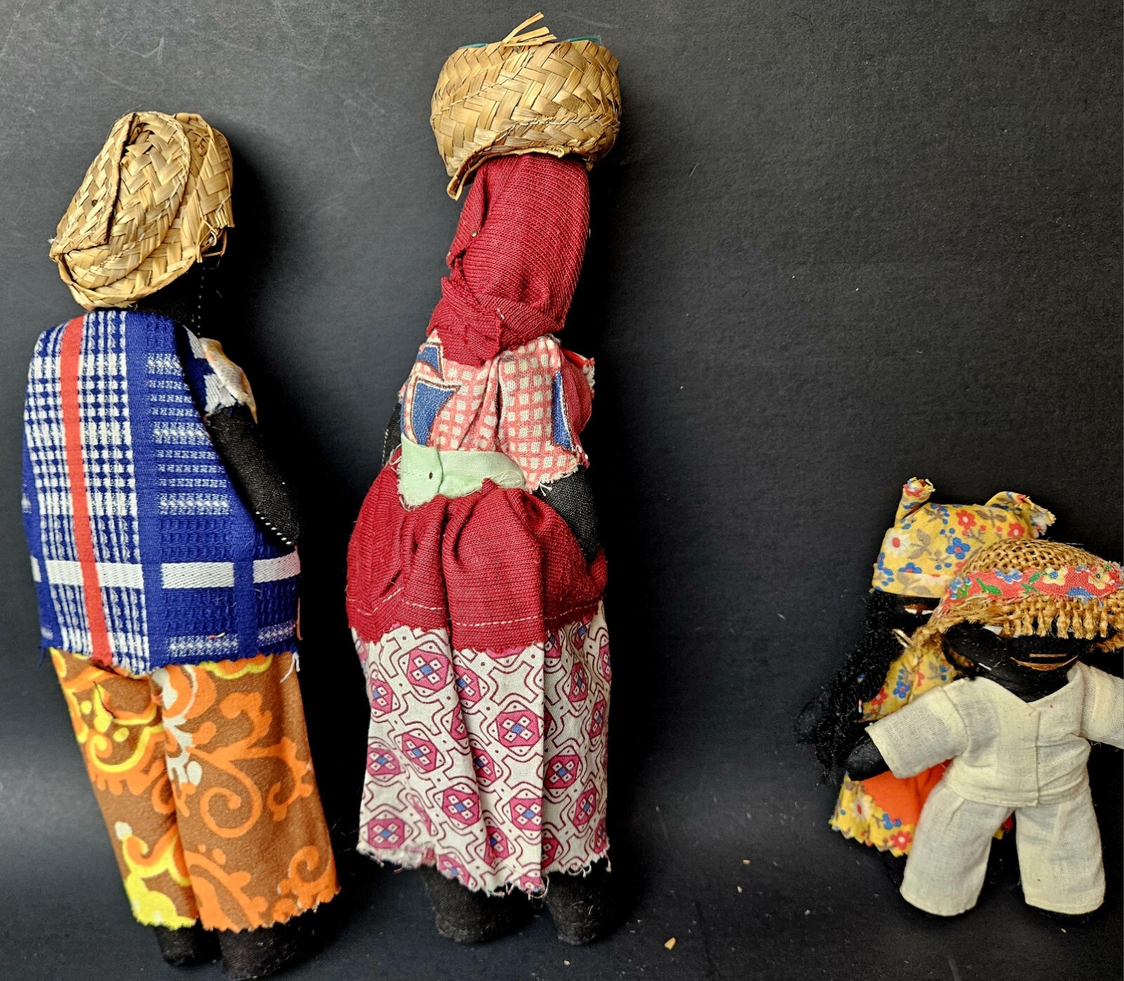 Vntage Handmade Jamaican CARRIBEAN Folkart Rag Doll Famiy Mom, Pop, Bro ...