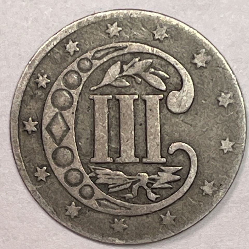 1857 Three Cent Silver Trime Very Fine VF Coin #18482 | eBay