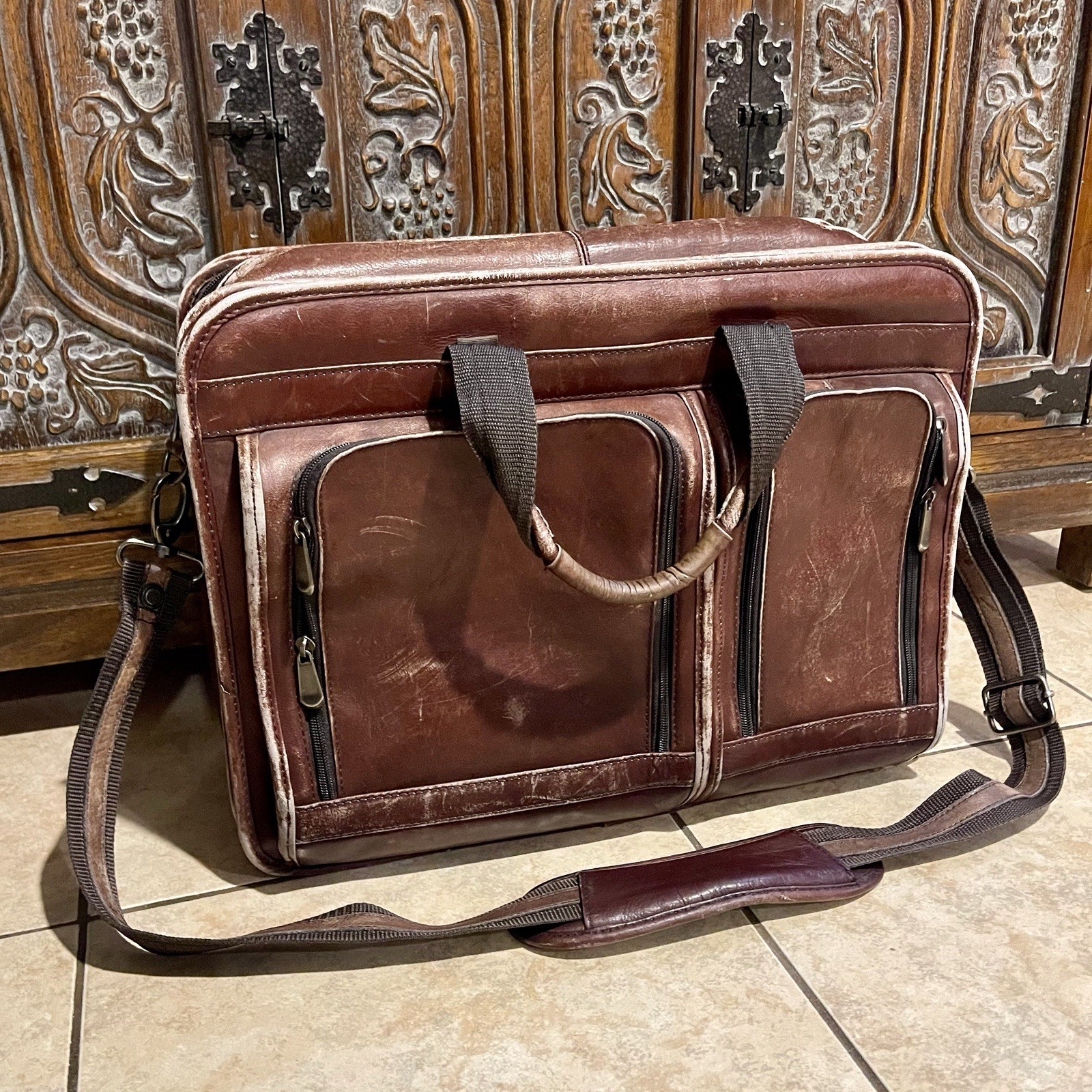Wilson Leather Briefcase Laptop Crossbody Messenger B… - Gem