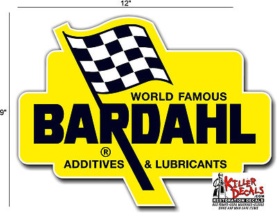 (BARDAHL-2) 12" BARDAHL YEL GASOLINE OIL VINYL DECAL FOR ANY GAS SIGNS ...