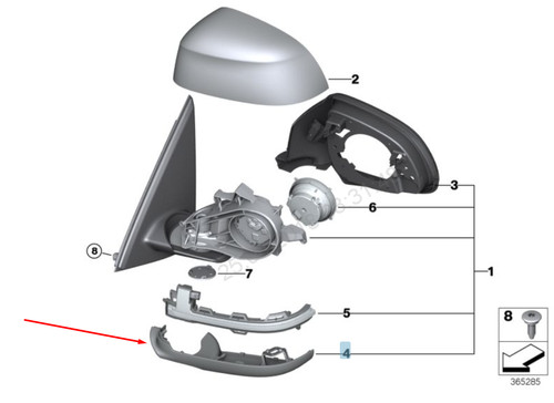 2016 BMW X3 F25 Right Wing Mirror Lower Section 51167291200 7291200 ...