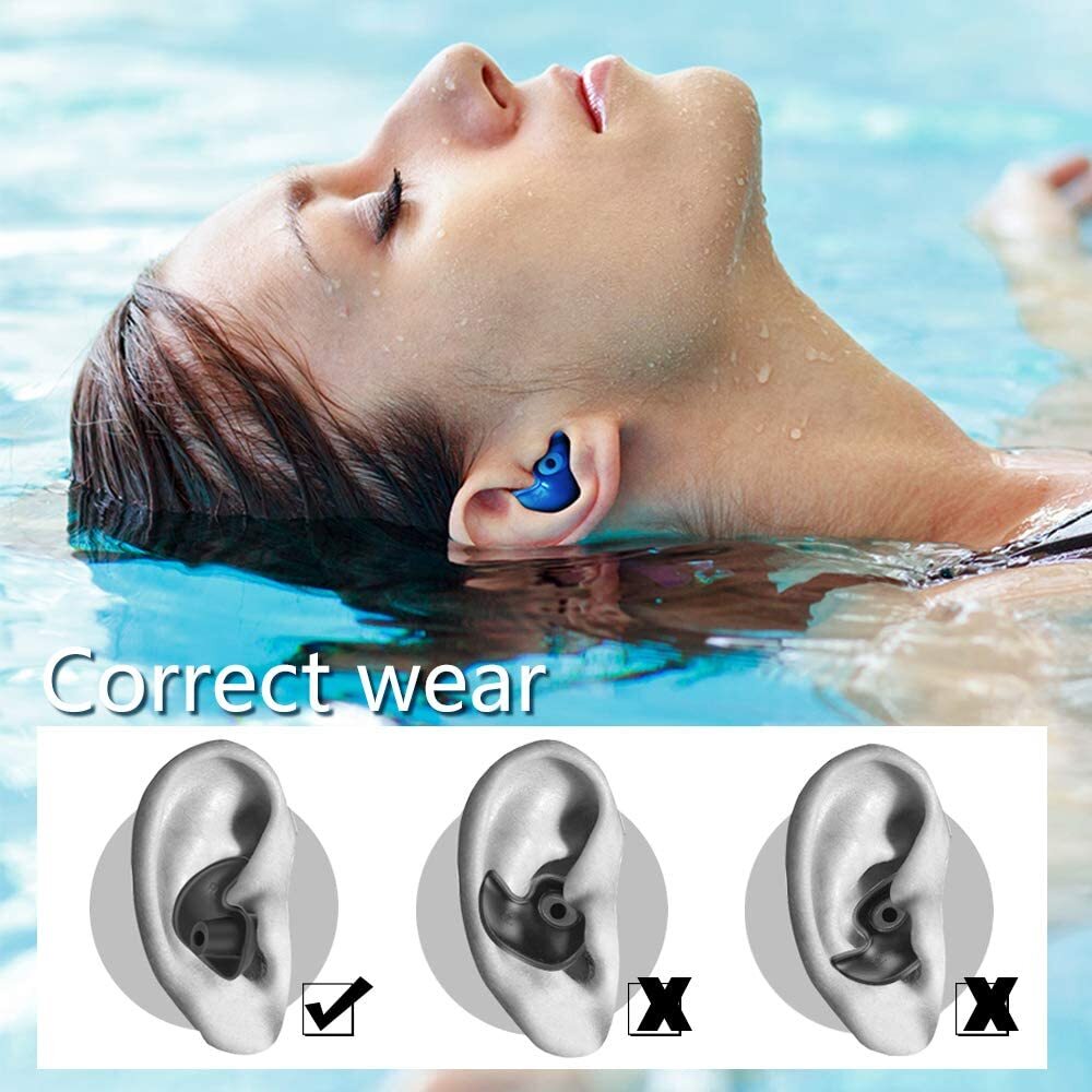 4 Pairs Waterproof Swimming Diving Ear Plugs Kids Adults Silicone ...