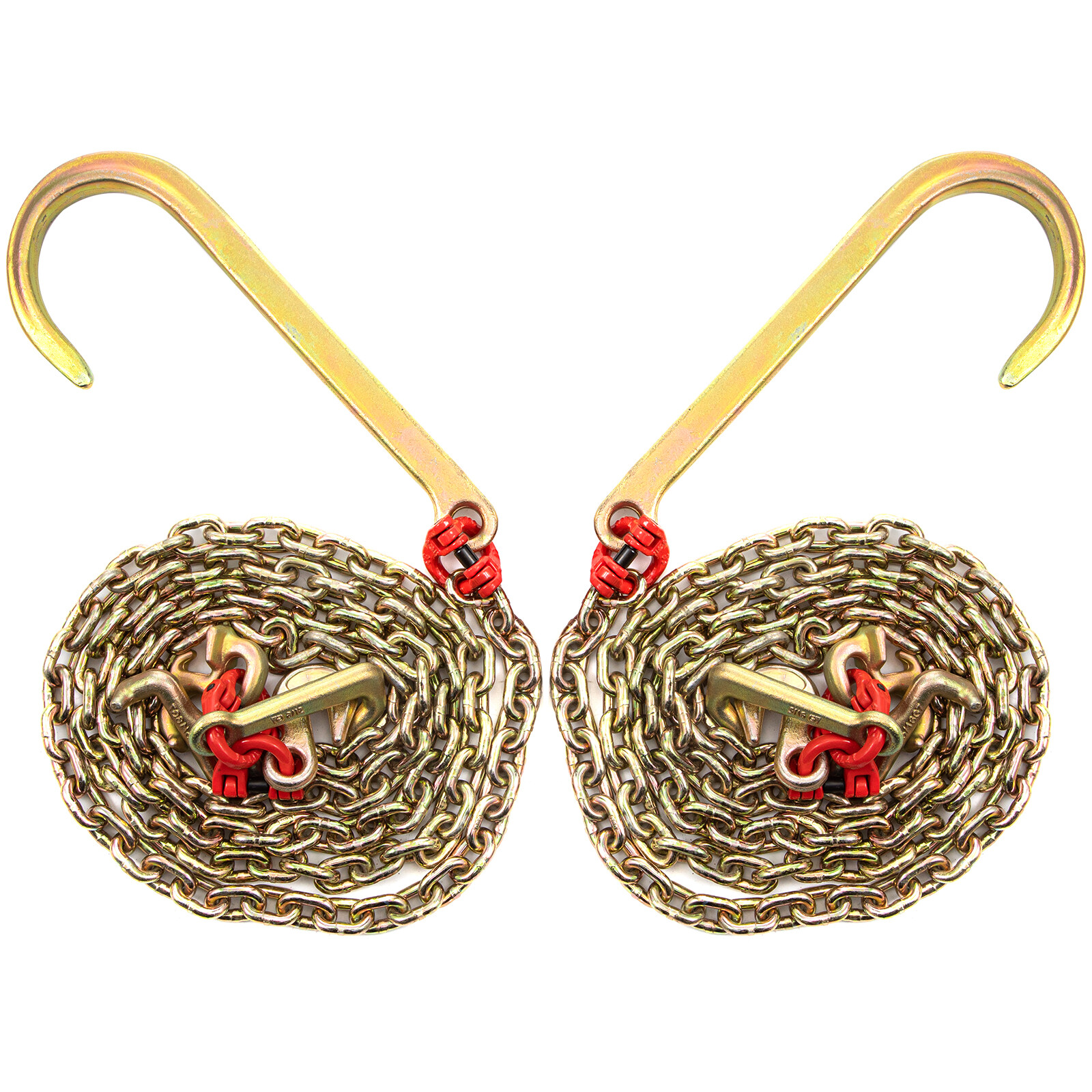 VEVOR 2PCS G80 5/16''x10' Tow Chain J Hook Long Shank w/ RTJ & Grab ...