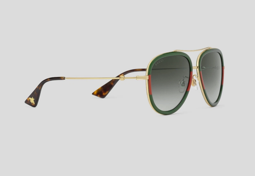Gucci GG0062S Aviator Metal Sunglasses in Green/Red with Grey Lenses | eBay