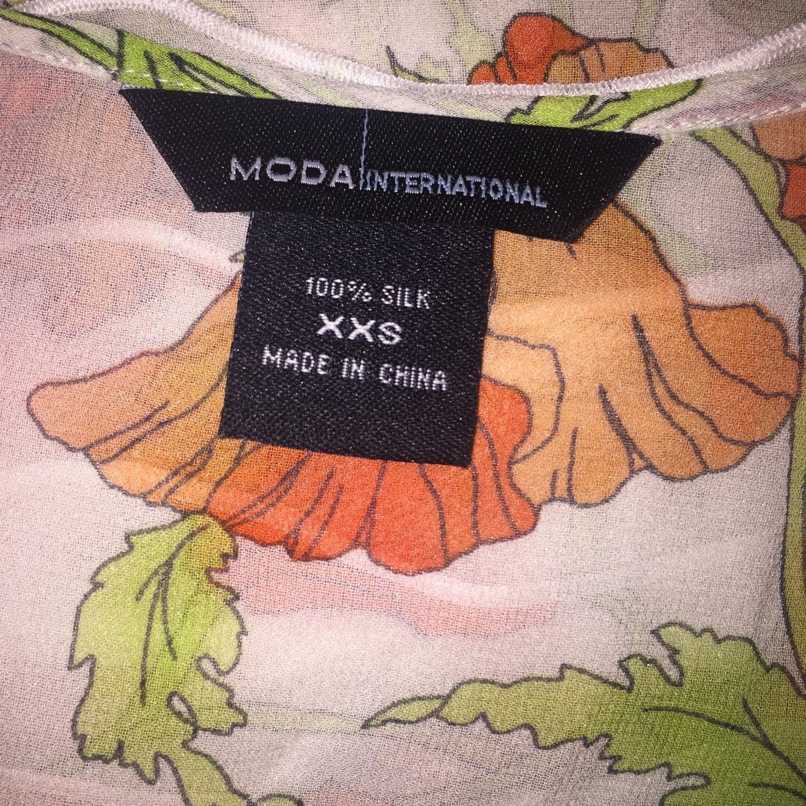 MODA INTERNATIONAL Floral silk top SZ XXS SLEEVELESS V-NECK | eBay