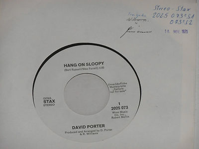 DAVID PORTER -Hang On Sloopy- 7" 45 Stax Promo Archiv mint | eBay