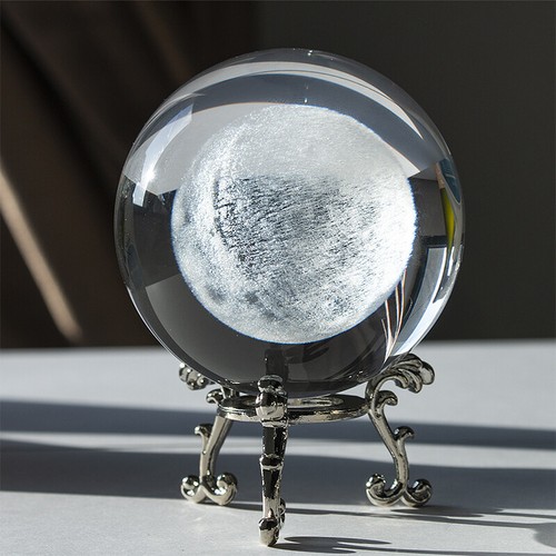 100mm Crystal Moon Ball Magic Healing Sphere Photography with Stand ...