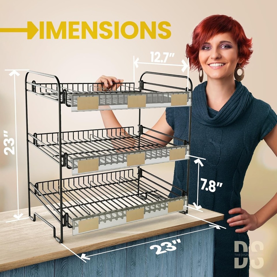 Black 3 Tier Candy Display Rack, Chip Display Rack, Snack Stand, Snack Displa... | eBay