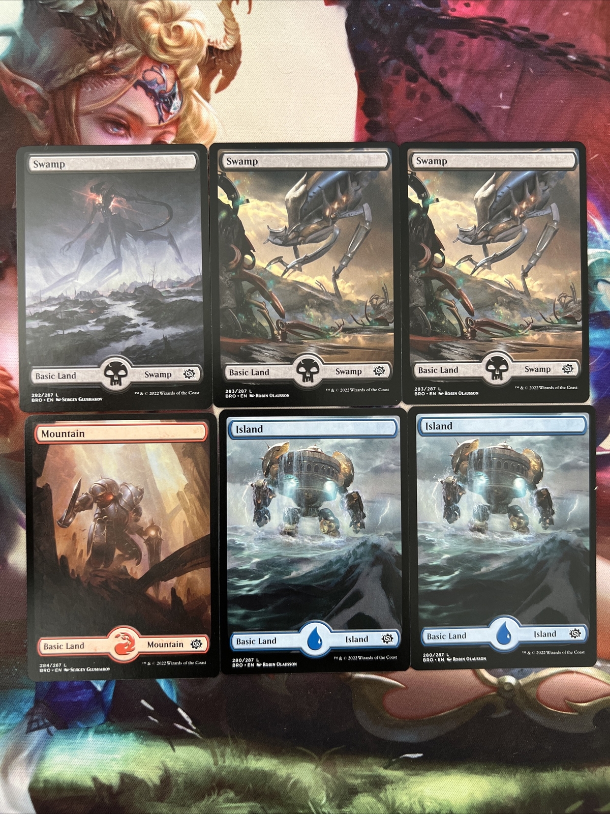 MTG Magic Brothers' War Full Art Mech Basic Land Set - (11 cards total ...
