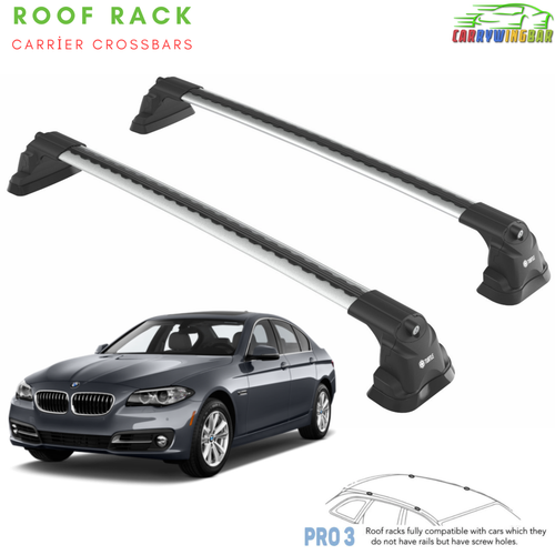 Fixed Point Roof Rack Cross Carrier Rails Silver Fits BMW 5 Series F10 ...