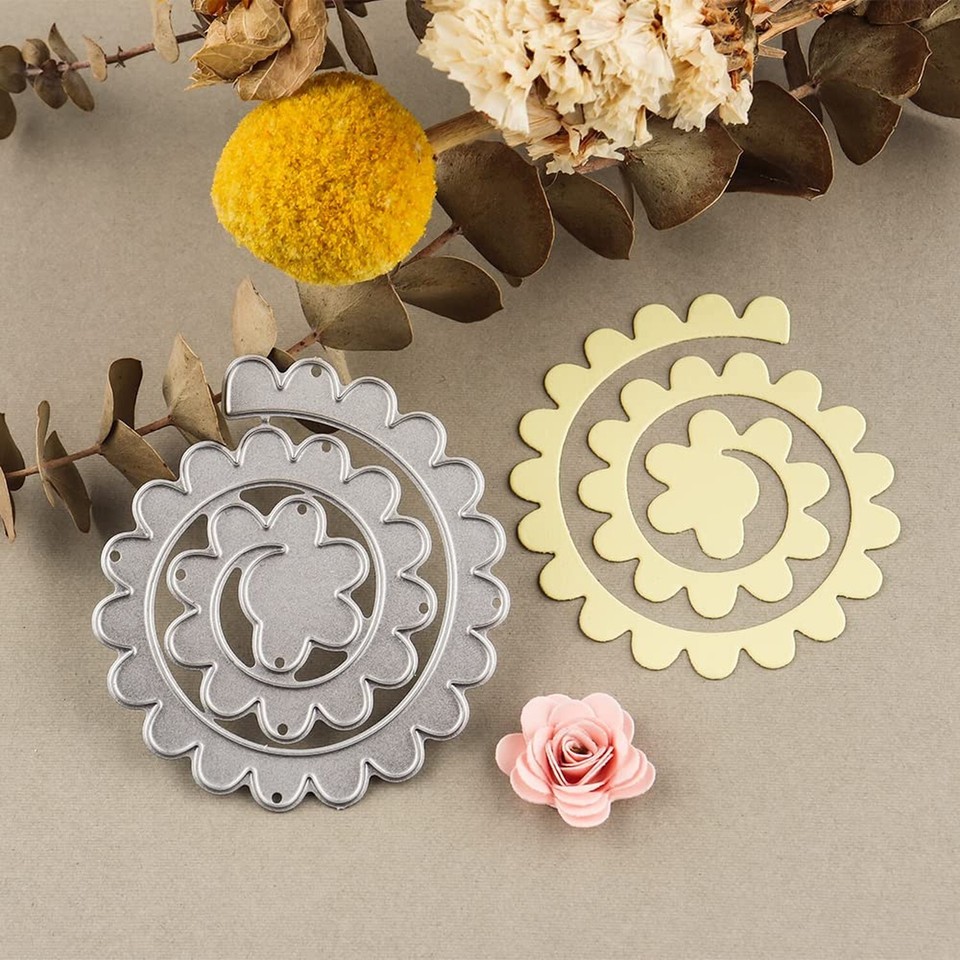8Pcs 3D Flowers Spiral Metal Cutting Dies for Card Making DIY ...