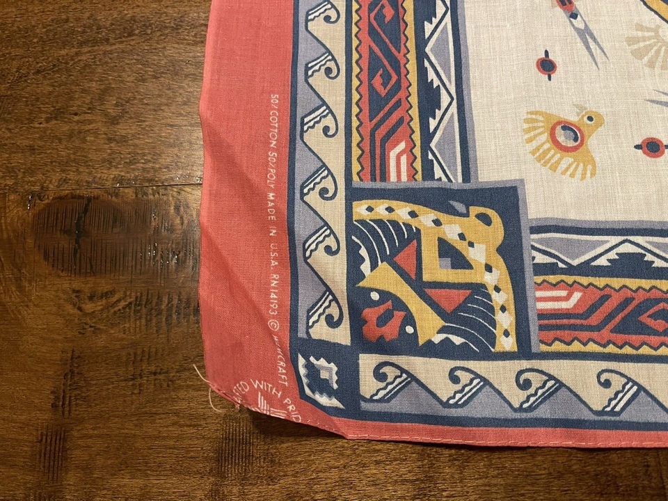 Vintage Wamcraft Union Made in USA Western Native Bandana Handkerchief ...