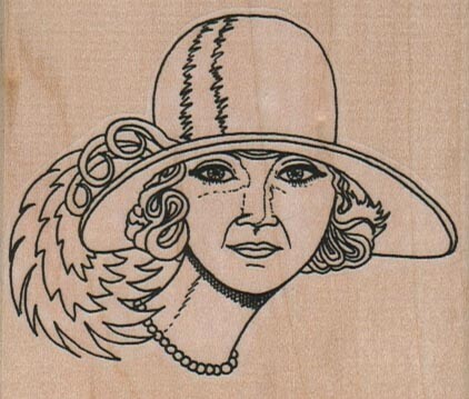 Lady In Wide Brim Hat 3 x 2 1/2" Rubber Stamp, Woman Stamp, People ...
