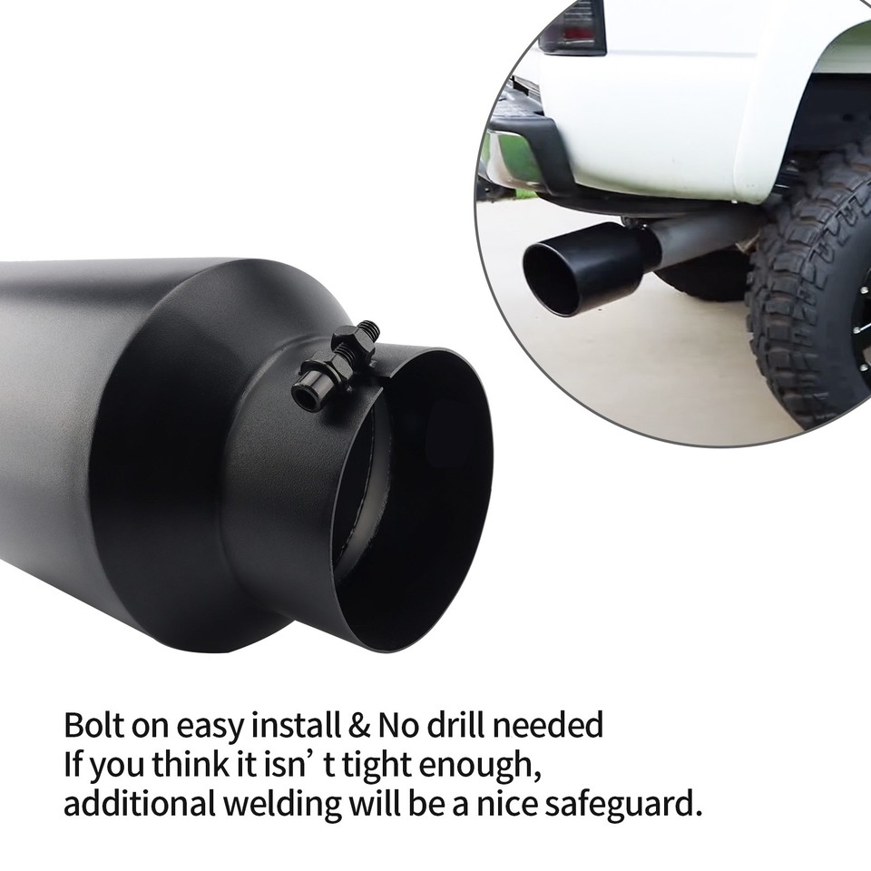 4in Inlet 6in Outlet 15in Long Exhaust Tip Diesel Tail Pipe Black ...