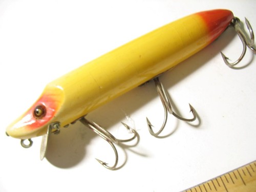 Heddon Vamp old wood fishing lure glass eyes | eBay