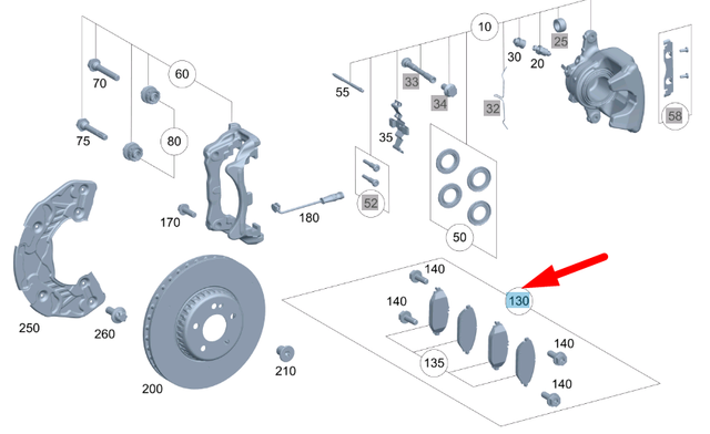 MERCEDES-BENZ C W205 Front Wheel Brake Pad Set A0004209803 GENUINE for ...
