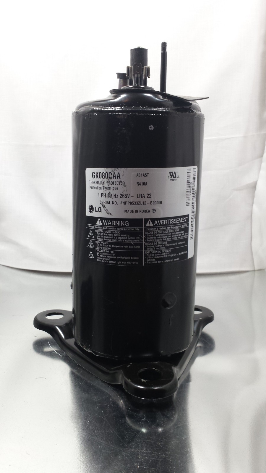 LG ELECTRONICS GK080CAA 9000 BTU ROTARY COMPRESSOR 265V/60/1 R-410A ...