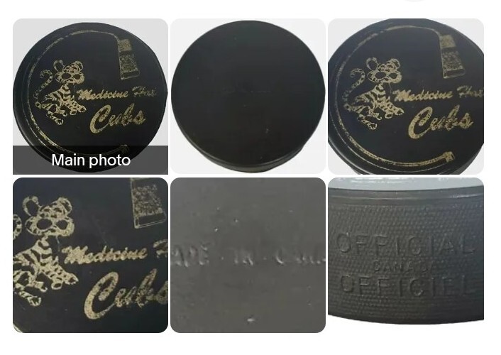 MEDICINE HAT CUBS VINTAGE OFFICIAL HOCKEY PUCK BILTRITE SLUG STAMPED ...