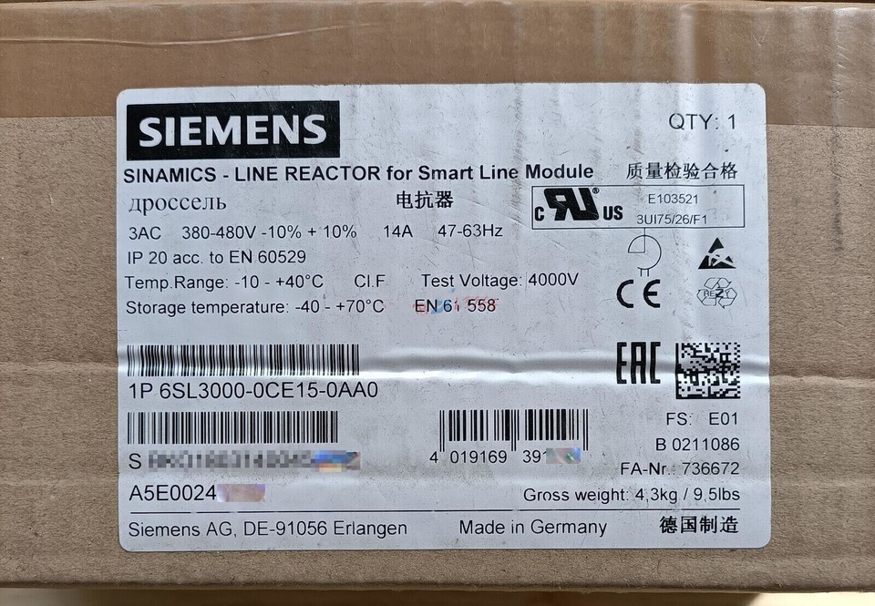6SL3 000-0CE15-0AA0 NEW SIEMENS 6SL3000-0CE15-0AA0 SINAMICS LINE ...