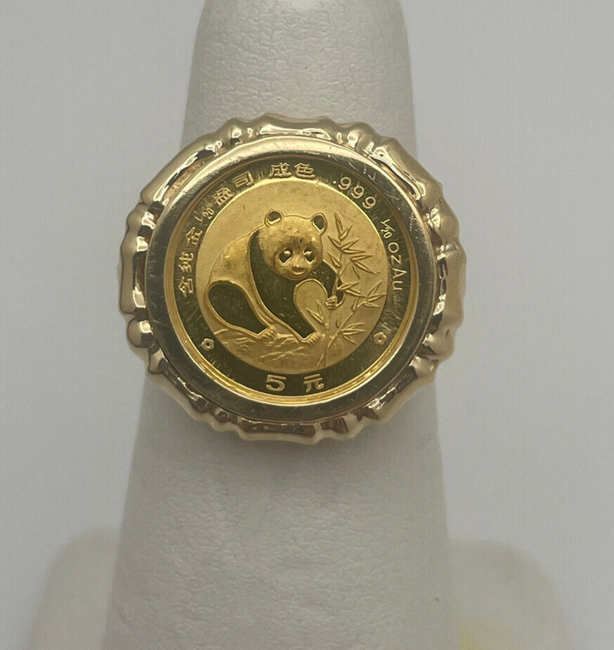 14K Yellow Gold 1988 1/20oz .999 Gold Chinese Panda Coin Ring 5.47 ...