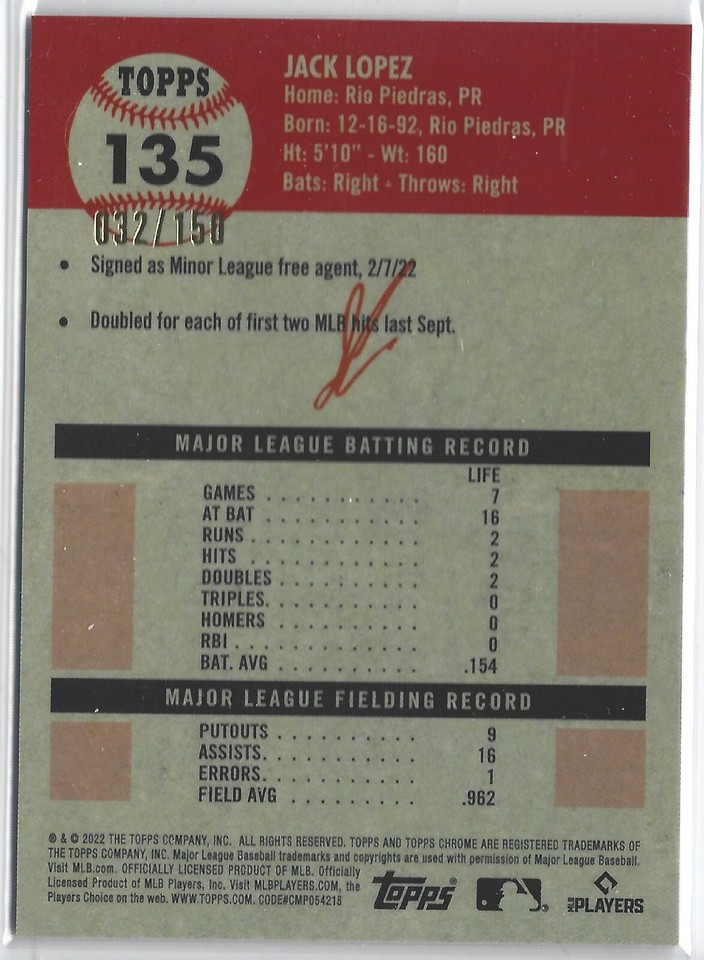 2022 Topps Chrome Platinum #135 Jack Lopez RC /150 Sparkle Refractor Tigers | eBay