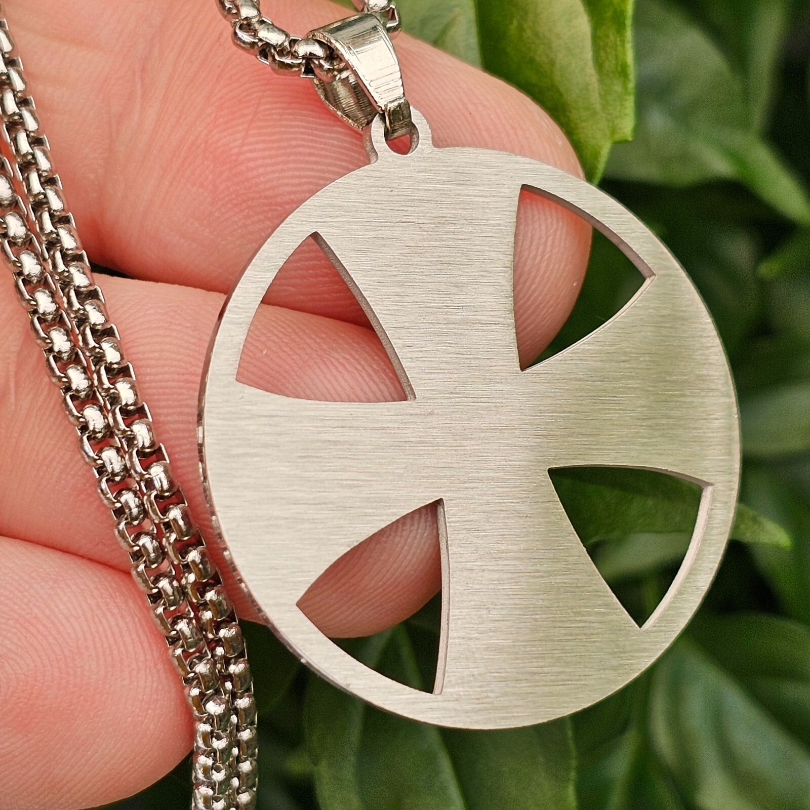 Lords Prayer Cross Pendant Necklace Templar Spanish Script Steel 22 ...