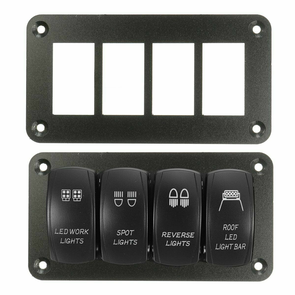 4-Gang Boat Marine Switch Panel Metal Holder Dash Board LED Rocker ...