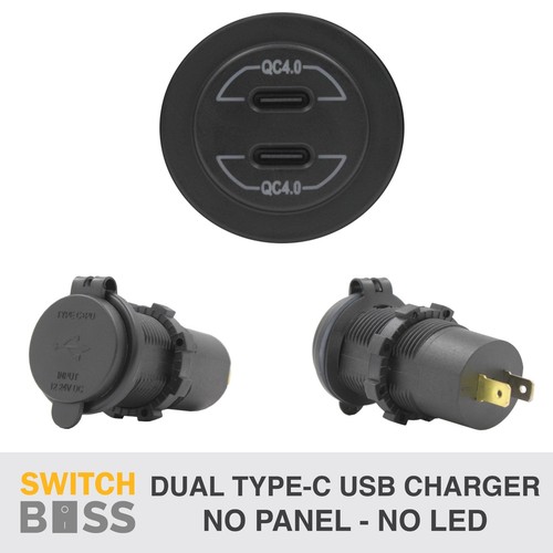 DUAL USB C Type-C Charger NO LED Flush Mount Round 12v Power Outlet ...