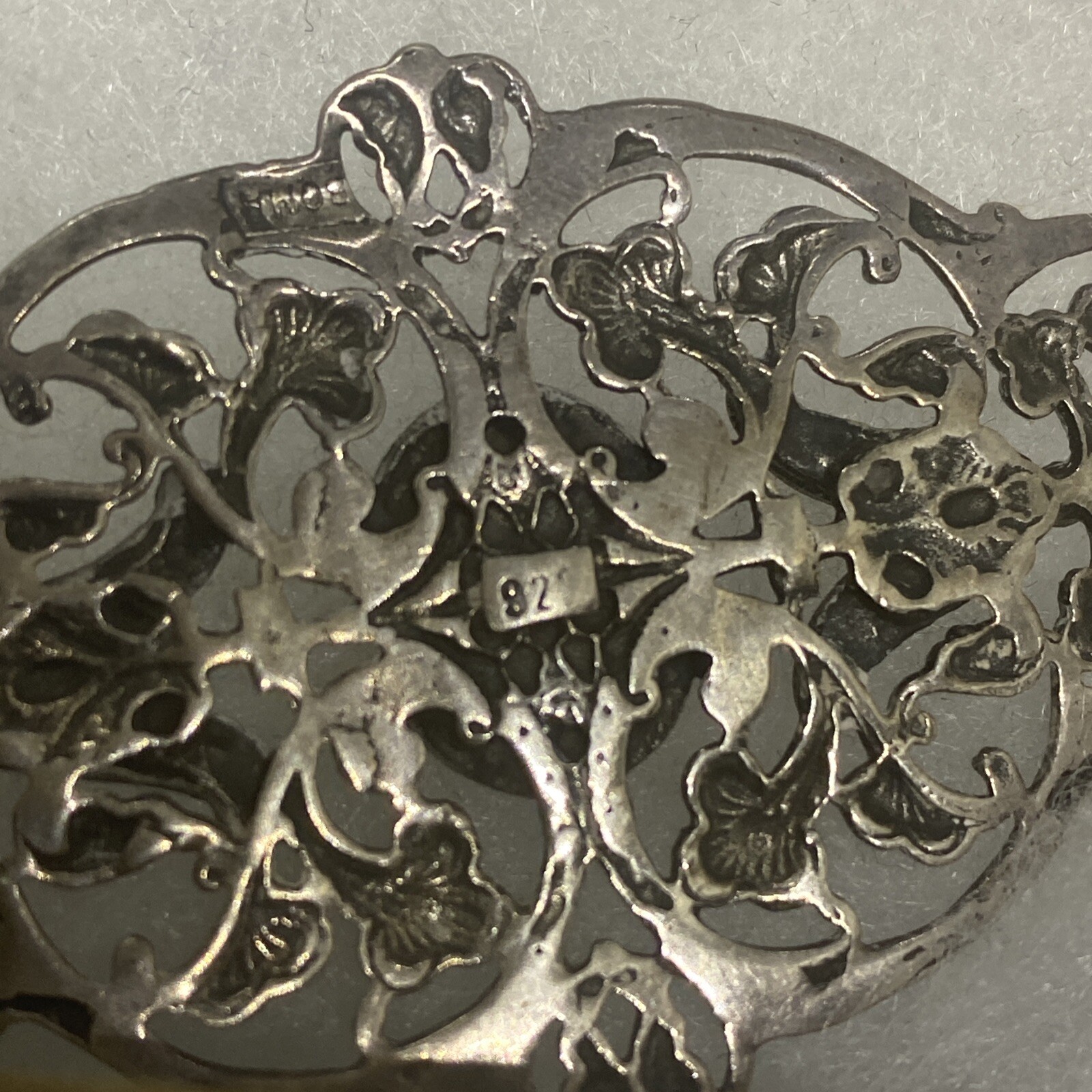 Signed BOMA Sterling Silver 925 Pink Moonstone Or MOP Marcasite Pin ...