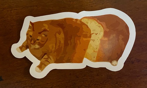 Cat Bread Sticker Loaf Orange Waterproof Loafing Funny Humor Gift NEW ...